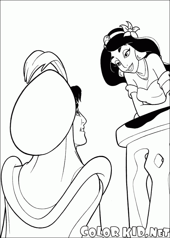 Coloring Page Aladdin And Jasmine On The Journey